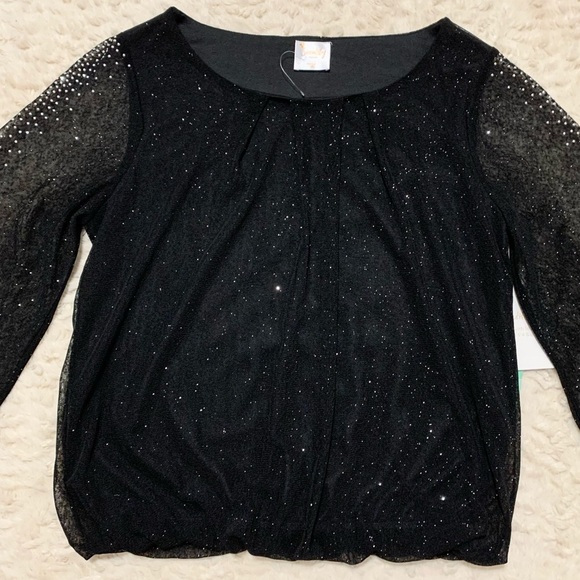 Siren Lily | Tops | Siren Lily Black Sparkling Sheer Balloon Bottom ...
